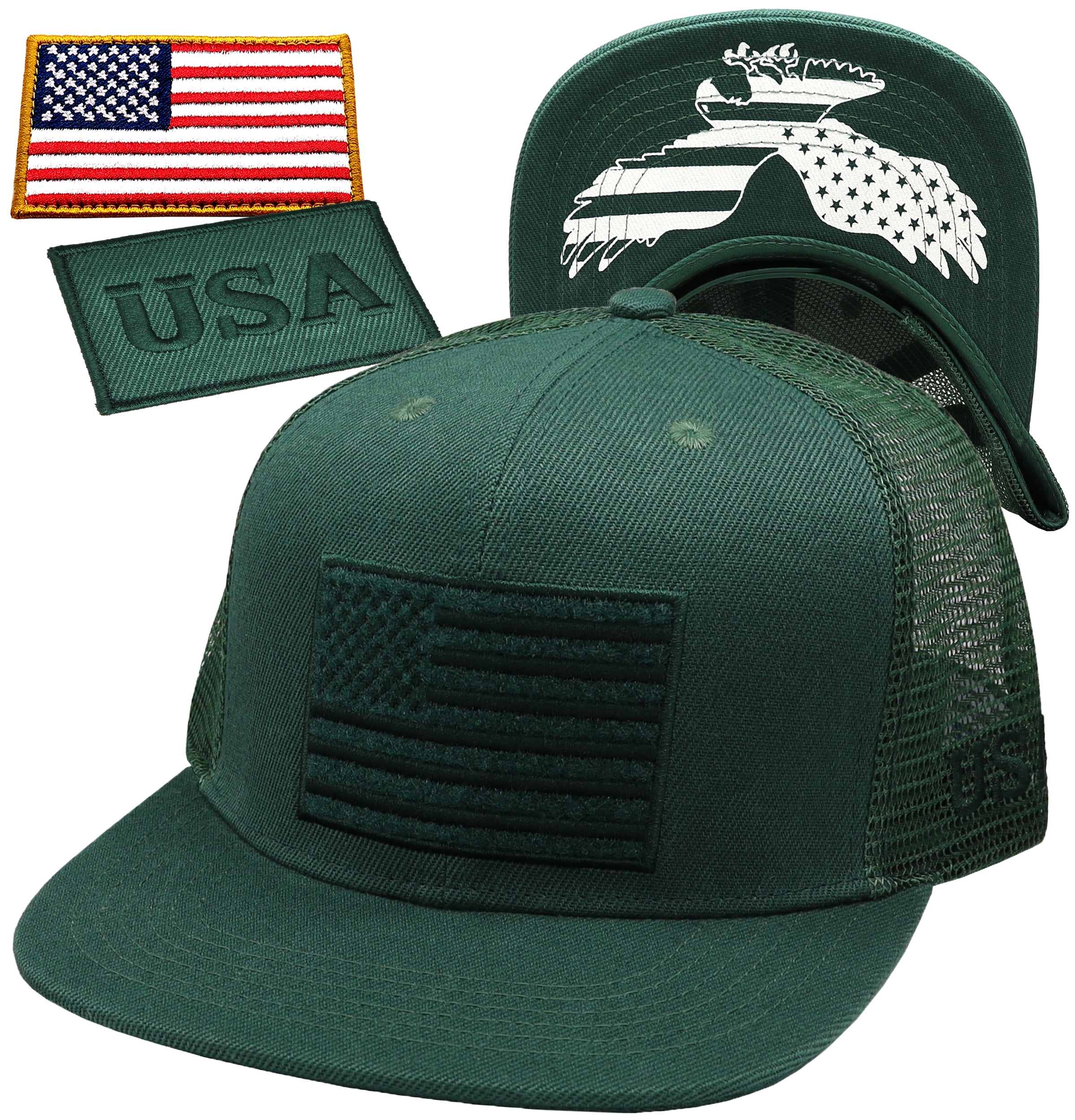 Antourage American Flag Flat Visor Constructed Mesh Snapback Hat + 2 ...