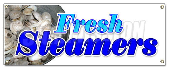 FRESH STEAMERS BANNER SIGN seafood oysters clams bottom dwellers ...