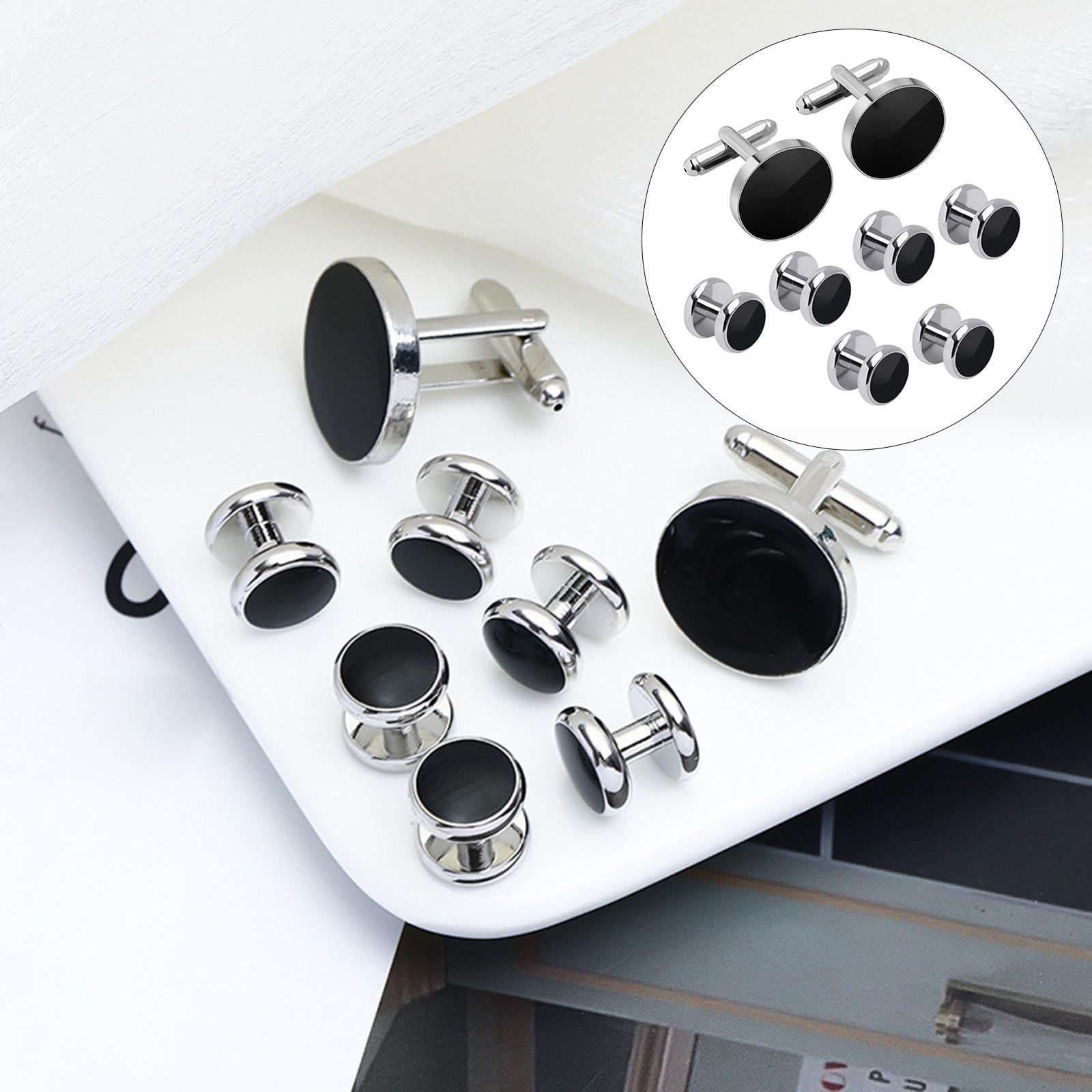 Click here for Runquan Cufflinks And Studs Set / Unique Made Blac... prices