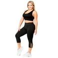 Womens Stretchy Active Lattice Capri Cutout Workout Leggings Plus