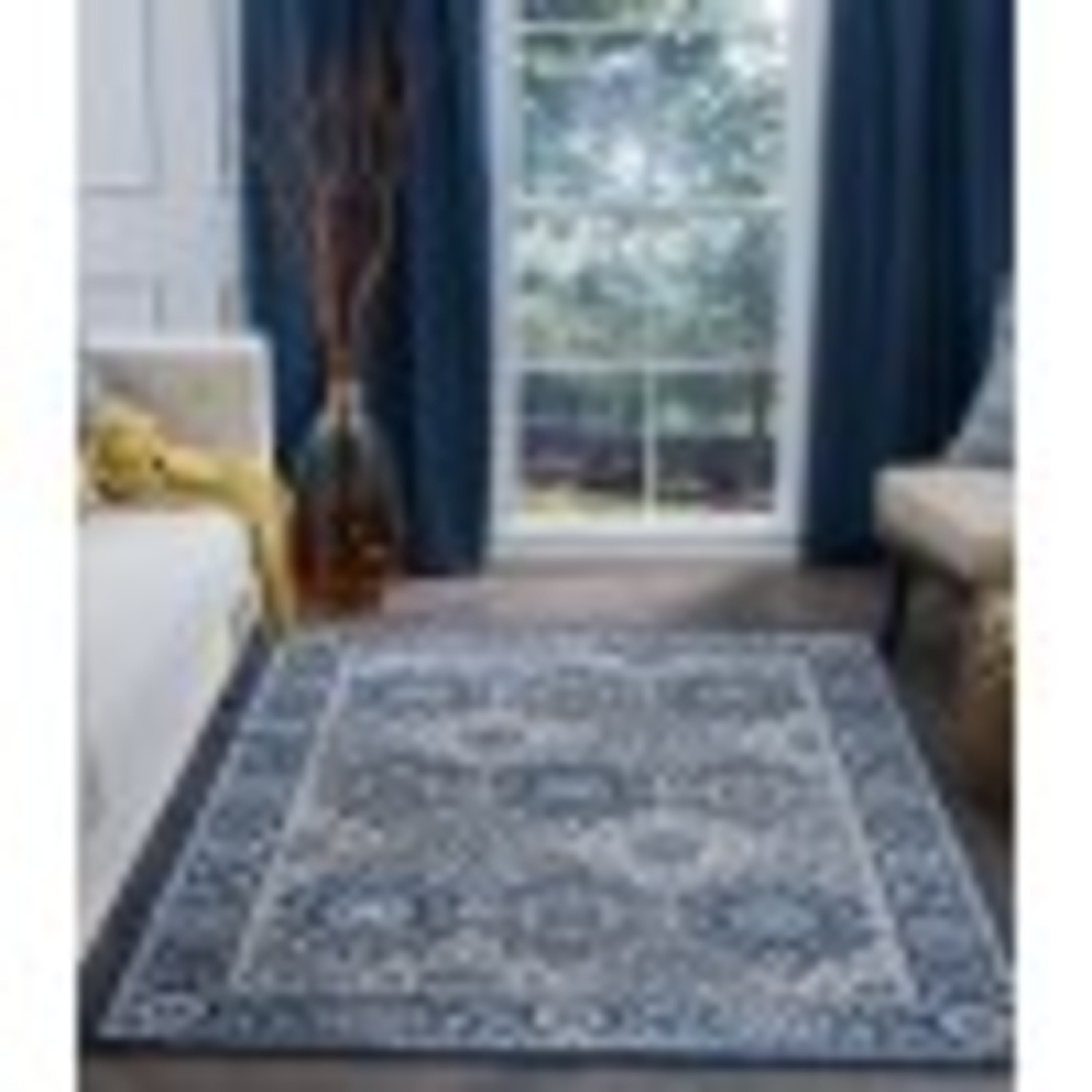 Traditional 5x7 Area Rug (5' x 7') Oriental Navy, Cream Living Room ...