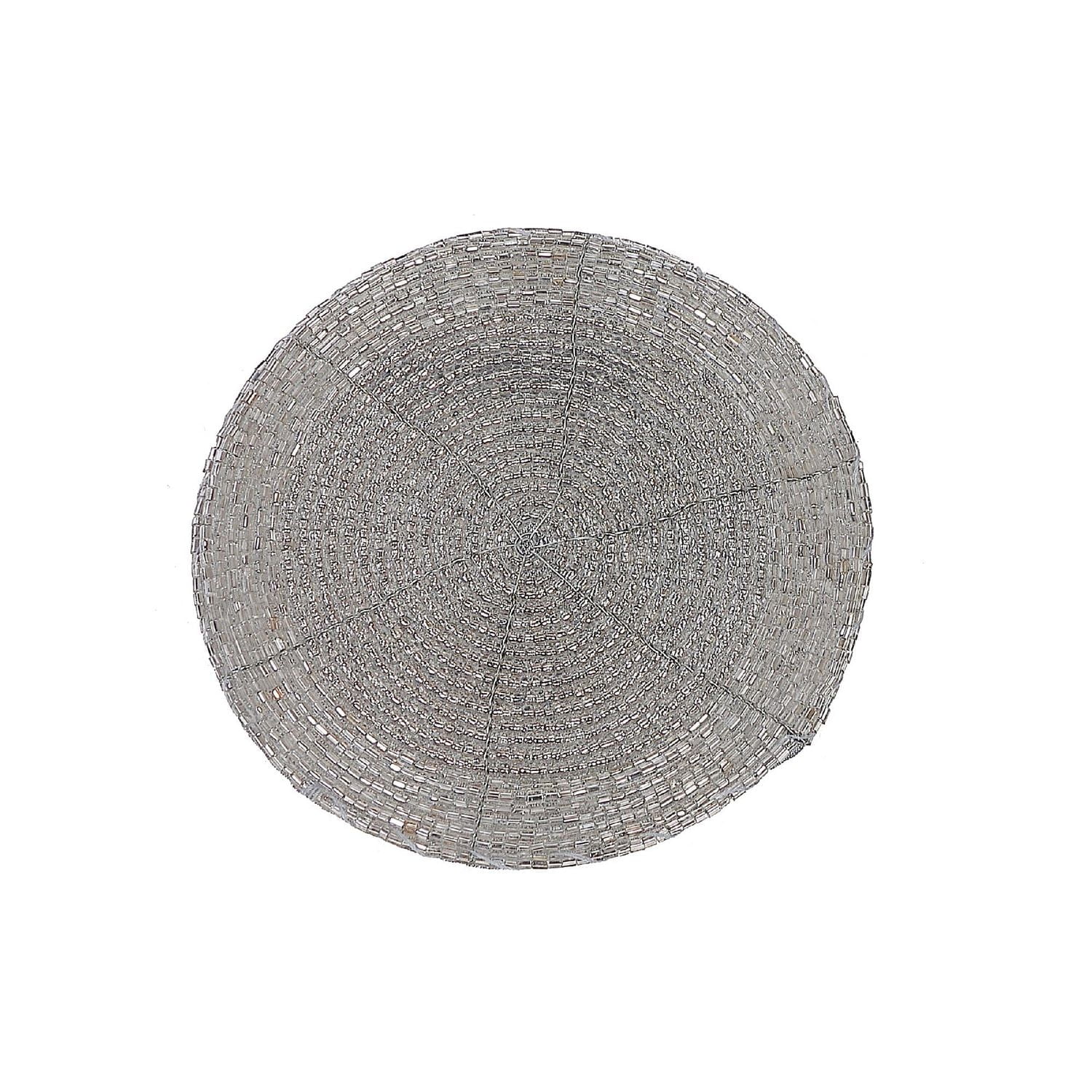 Click here for Ih Casadécor Christmas Beaded Round Coaster Silver... prices