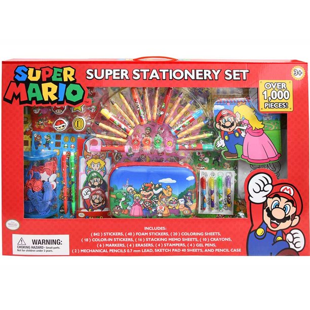 Super Mario Super Size Stationery Set- STICKERS, MARKERS, ERASERS ...