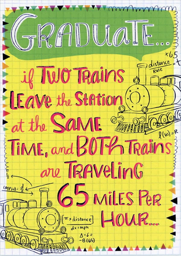 Designer Greetings Two Trains Leaving Station Math Problem Funny ...