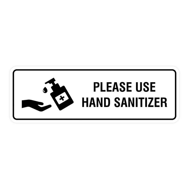Standard Please Use Hand Sanitizer Sign (White) - Large 3"x9" - Walmart.com