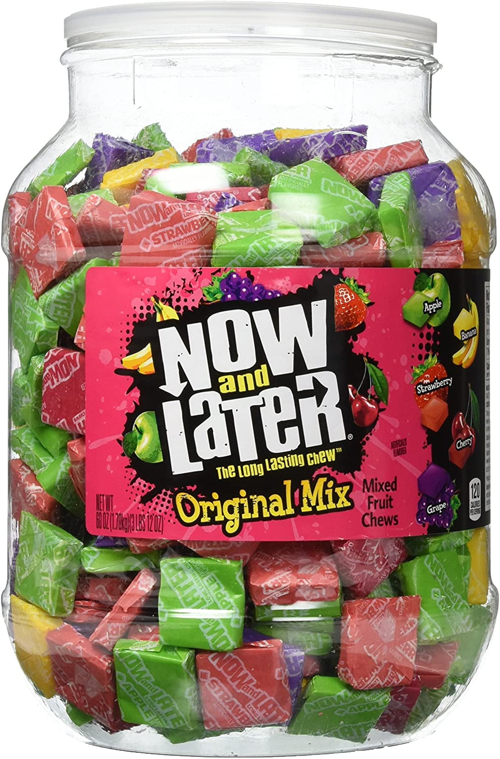 Now & Later Original Mixed Fruit Chews Assorted 60 Ounce Jar - Walmart.com