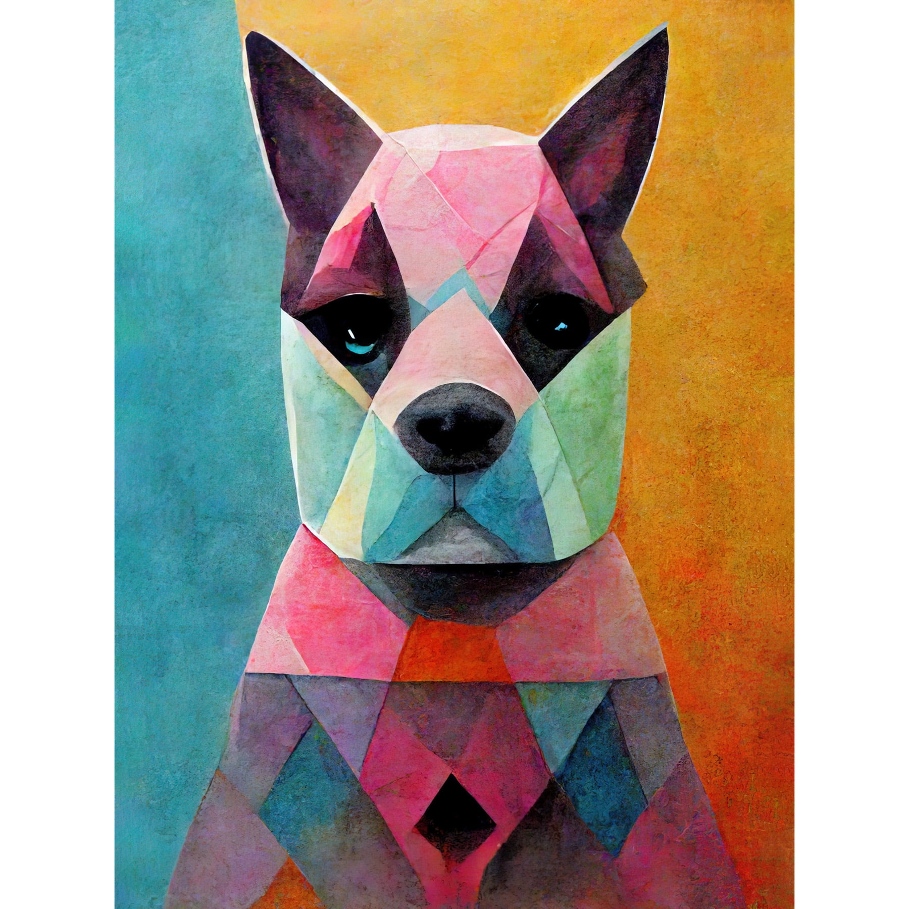 Geometric Pastel Boxer Dog Modern Boho Unframed Wall Art Print Poster ...