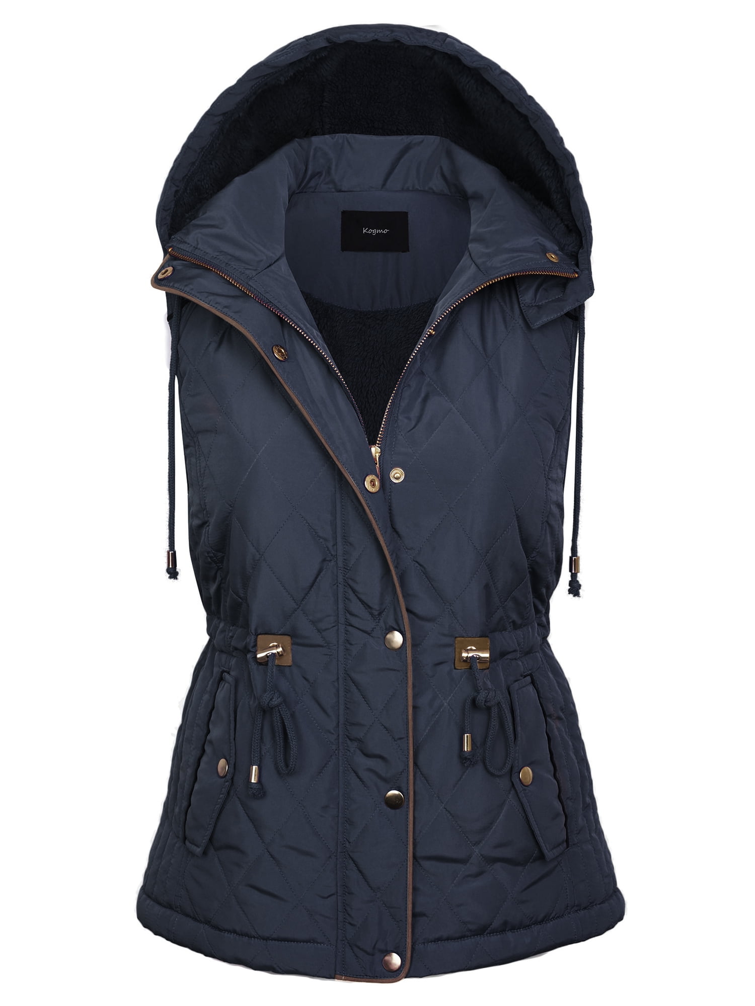 KOGMO Womens Fur Lined Lightweight Zip Up Quilted Vest with ...
