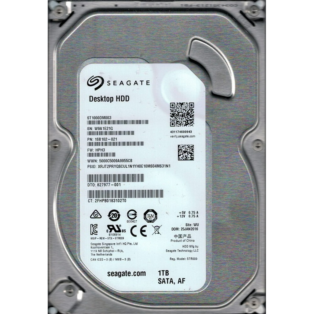 ST1000DM003 P/N: 1SB102-021 F/W: HPH3 WU W9A Seagate 1TB - Walmart.com ...