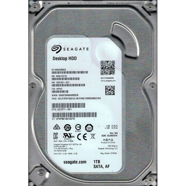 ST1000DM003 P/N: 1SB102-021 F/W: HPH3 WU W9A Seagate 1TB - Walmart.com ...