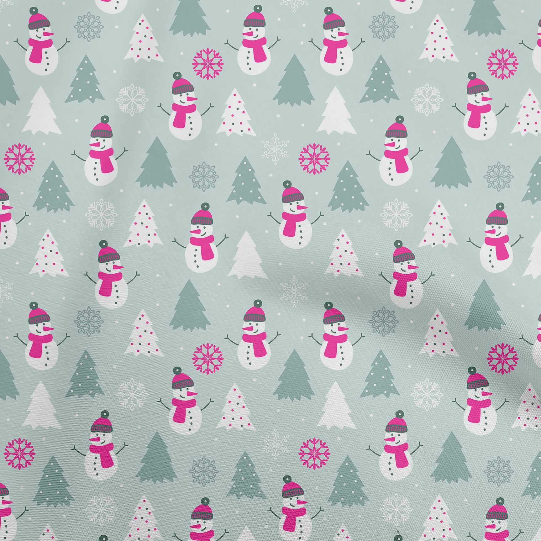 oneOone Cotton Silk Light Blue Fabric Christmas Winter Theme Quilting ...