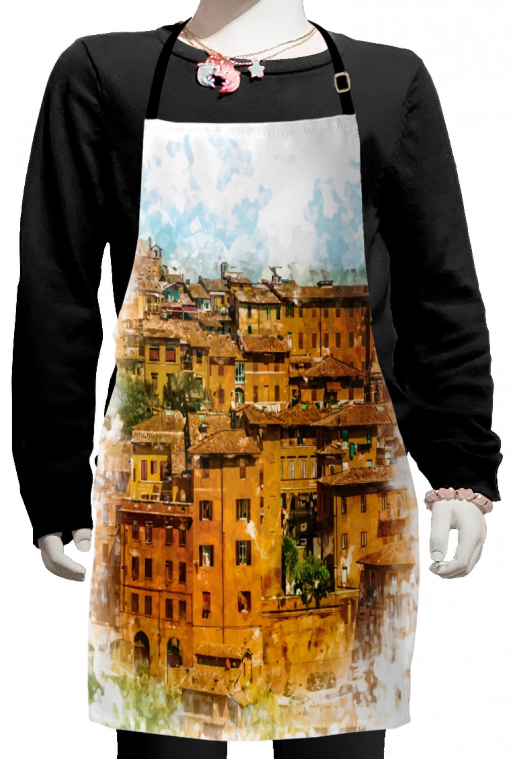 Italian Kids Apron, Faded Historic Photo Italian Town with Old ...