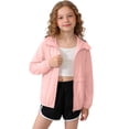 Hrsba Kids Hooded Jacket Solid Color Thin Long Sleeve Sun Protection ...