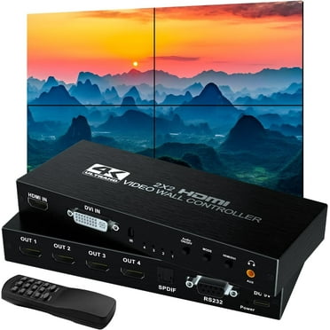 4K Video Wall Controller, 8 Display Modes with 180° Rotation, DVI Inputs for Multi-Screen ...