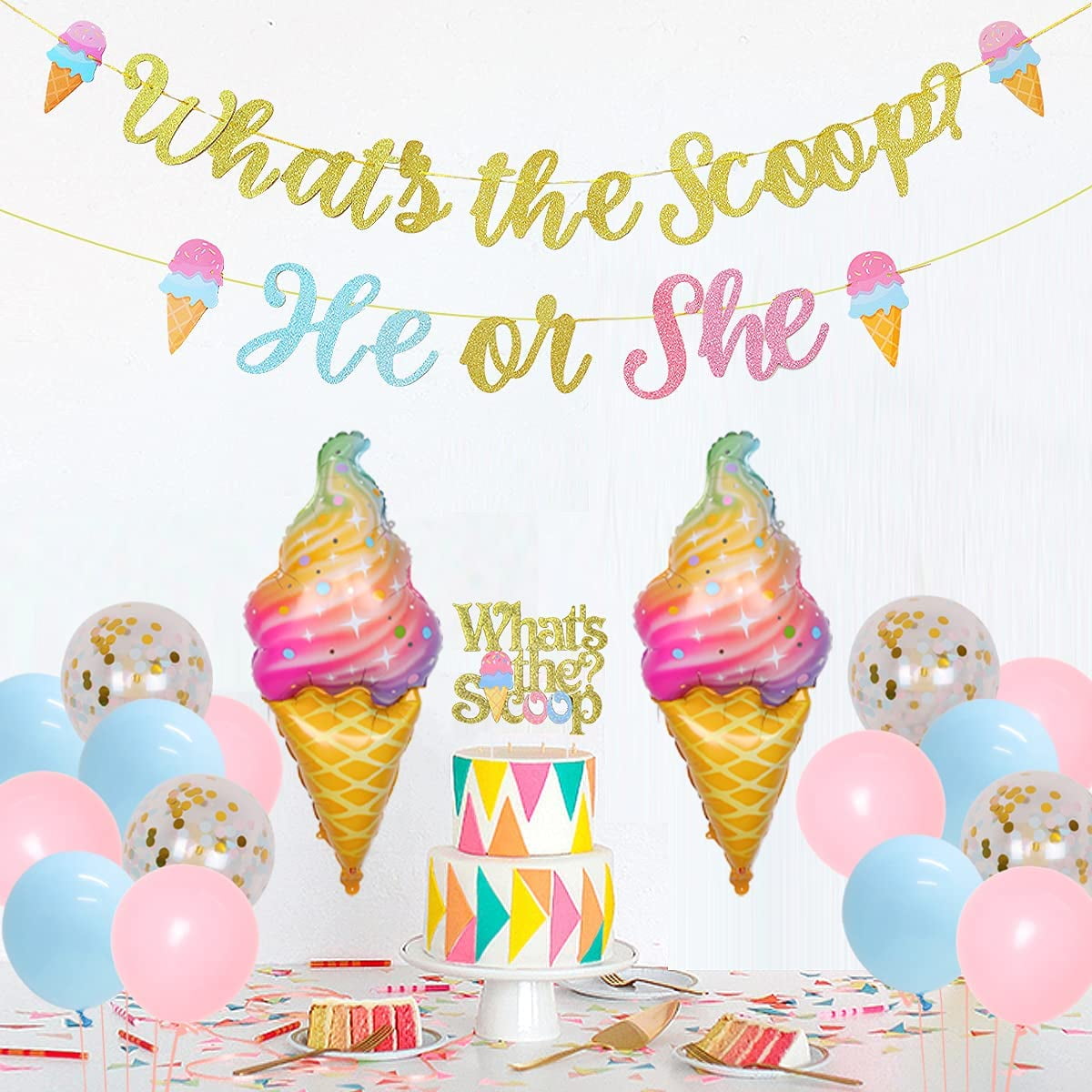 Party Décor Paper & Party Supplies Pastel happy birthday ice cream cone ...