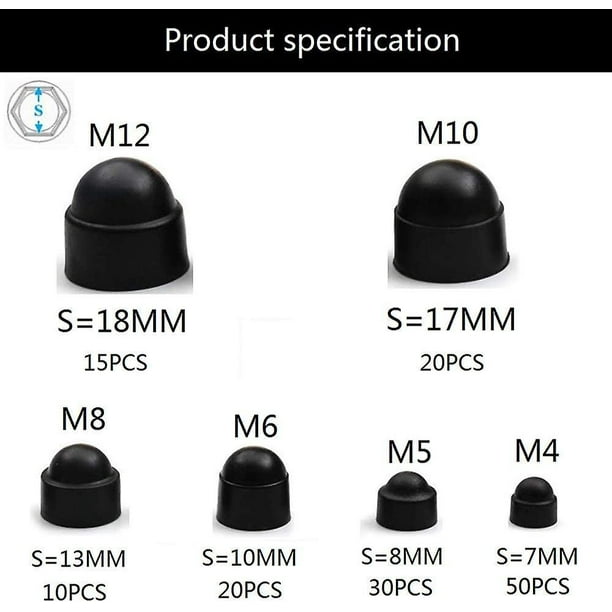 145 piezas de pernos de tapa de plástico, protección de perno de tuerca de tornillo de cabeza ...
