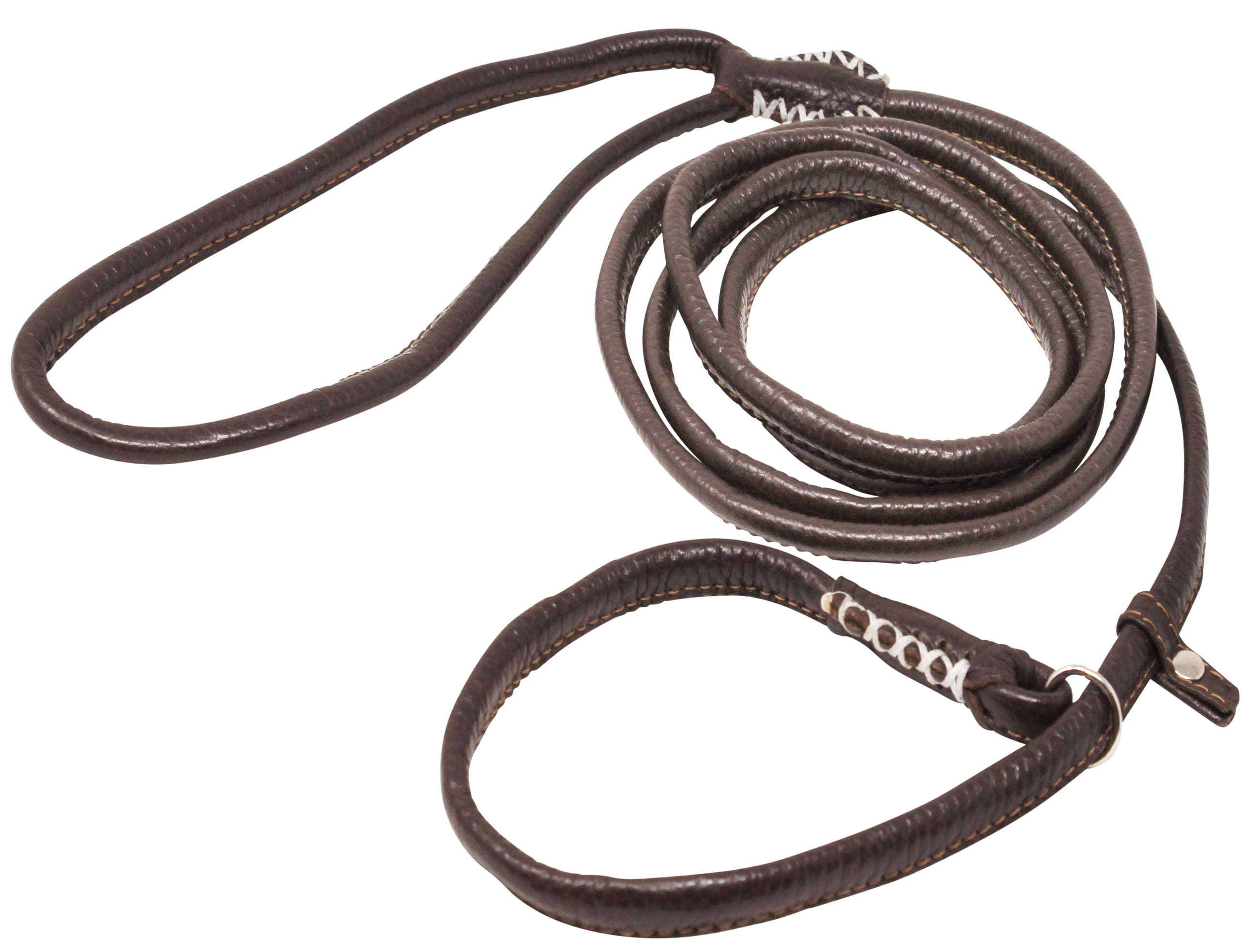Genuine Rolled Leather Slip Dog Leash and Adjustable Choke Collar ...
