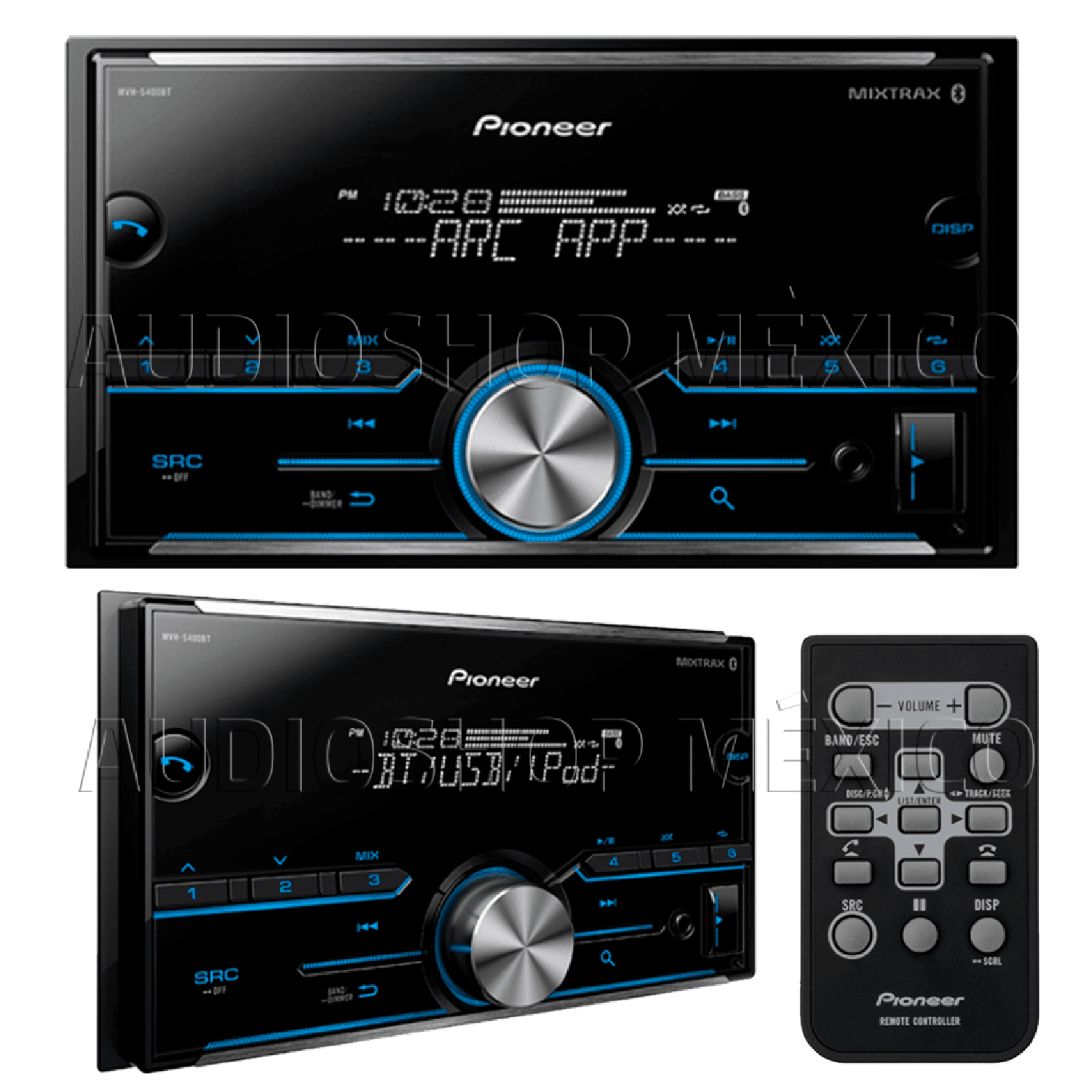 Autoestéreo 2 DIN Pioneer MVH-S400BT Bluetooth Spotify USB AUX con Control Remoto Pioneer ...