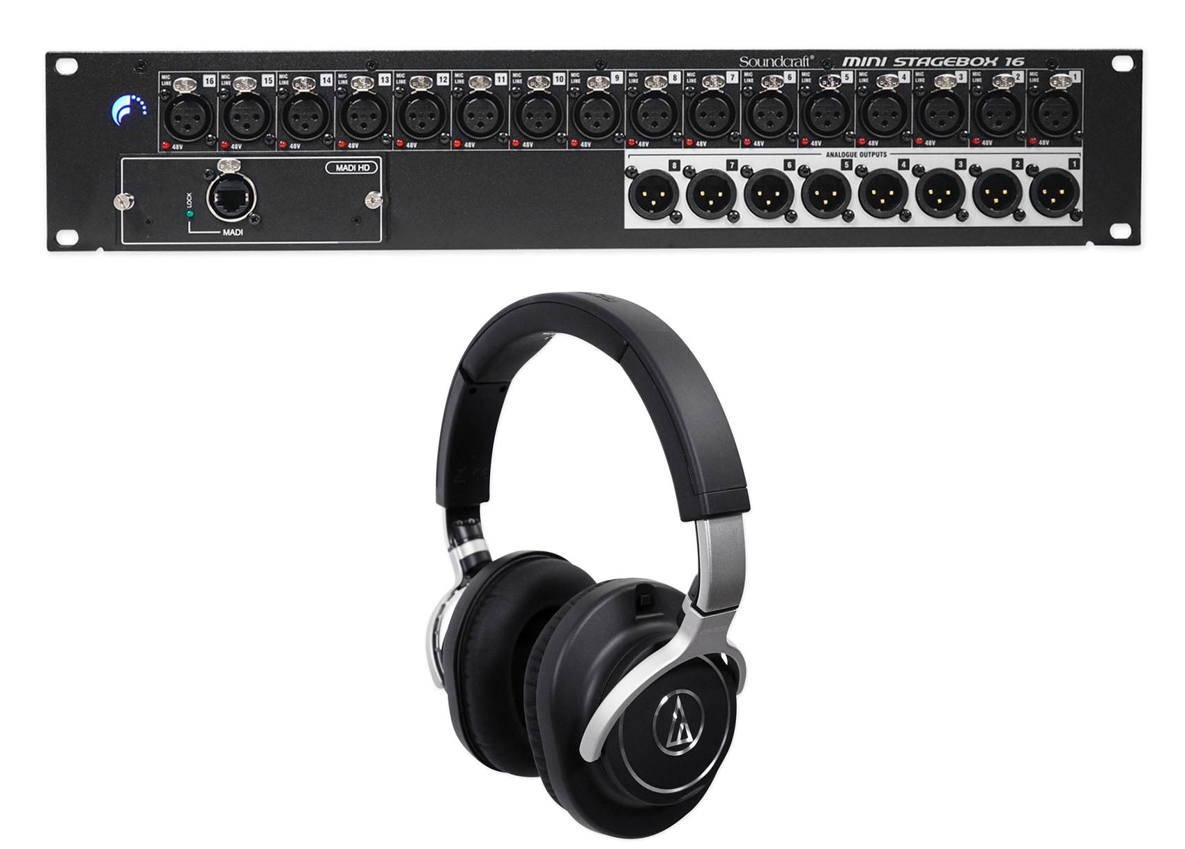 Soundcraft Mini Stagebox 16R 2U MSB16R 16x8 Analogue+Audio Technica ...