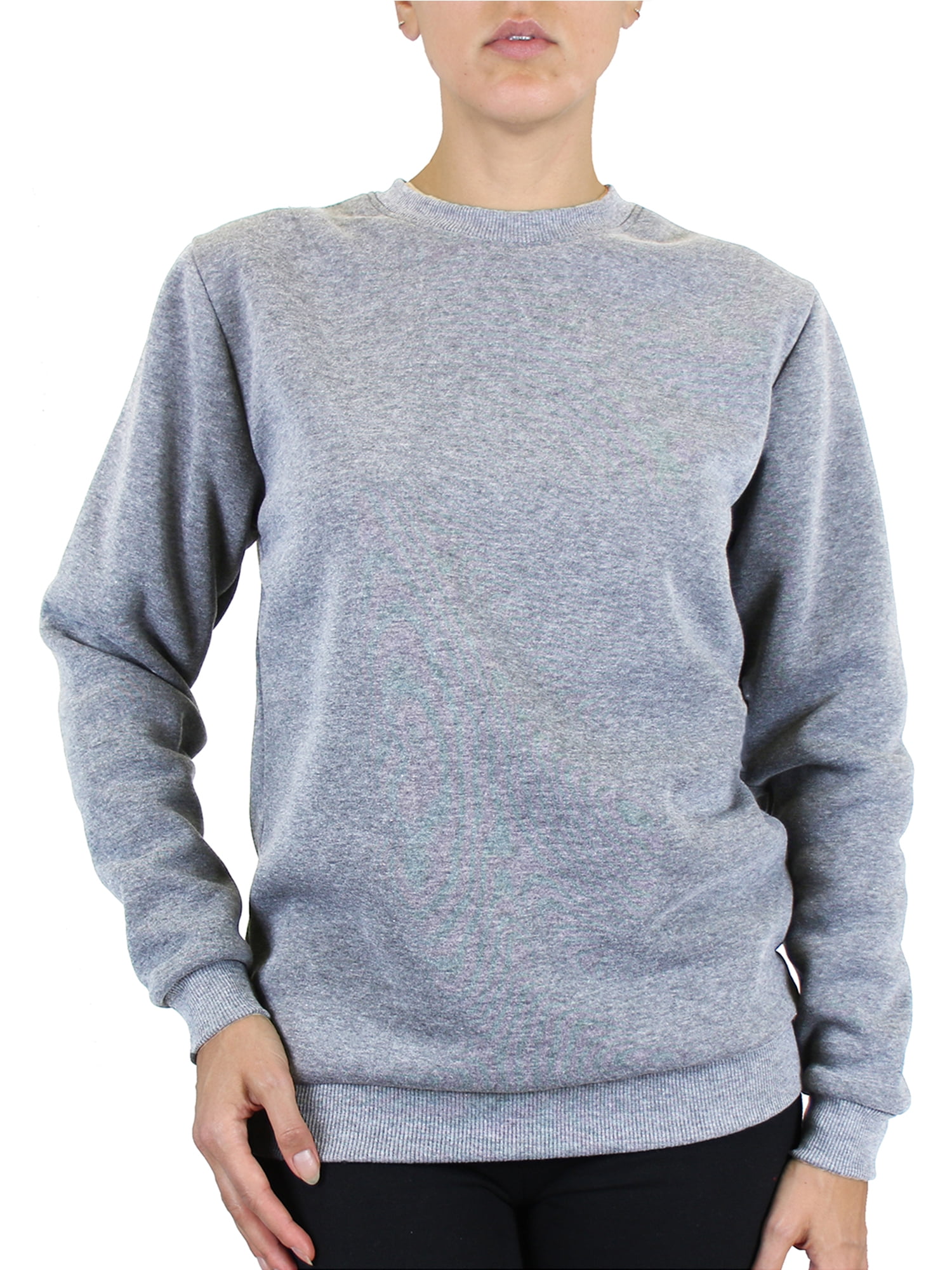 Women's Loose Fitting Crew Neck Fleece-Lined Pullover Sweater - Walmart.com