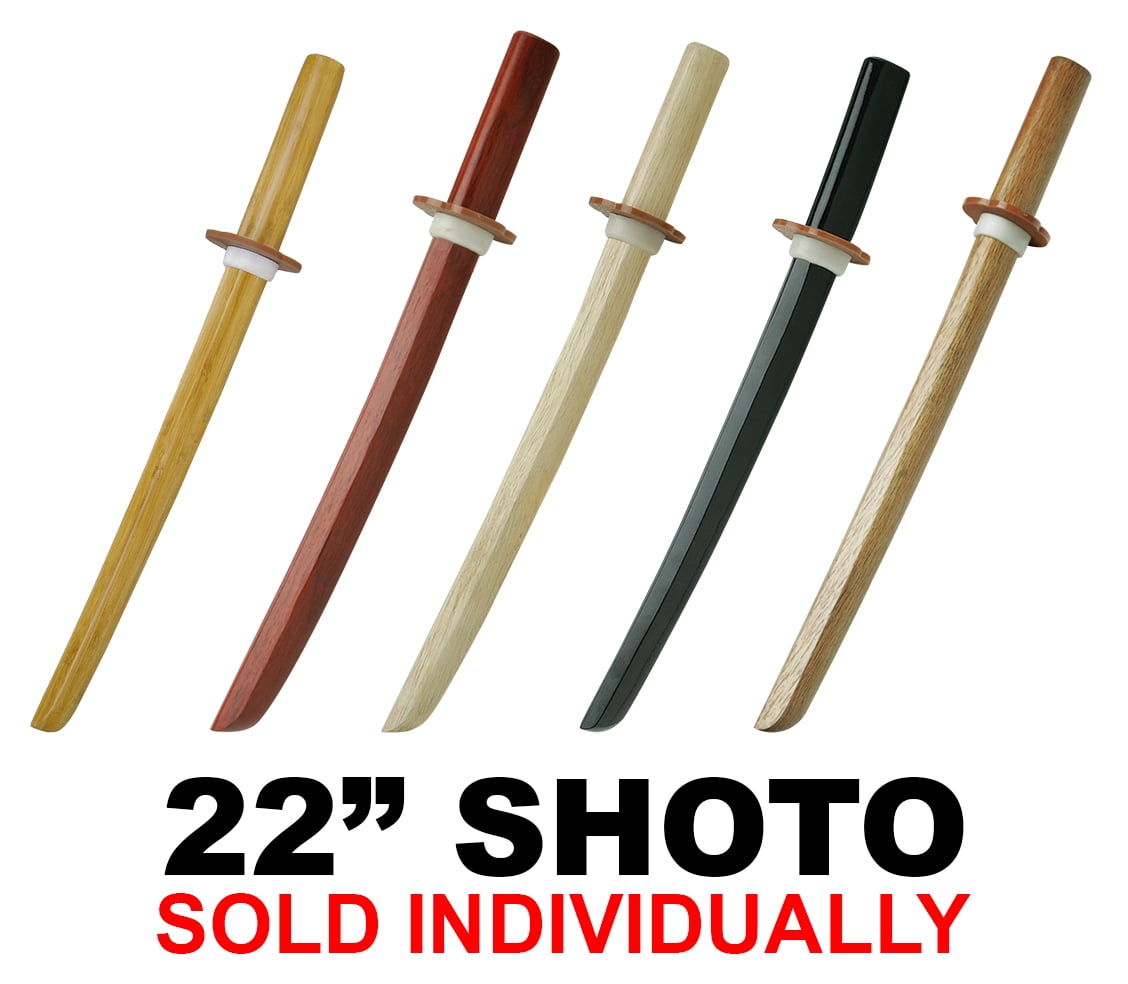 22" Shoto Wooden Kenjutsu Sword Black Red White Oak Bamboo Wood Samurai ...