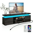 LED TV Stand for up to 85" TVs with Power Outlet, 75" Large ...