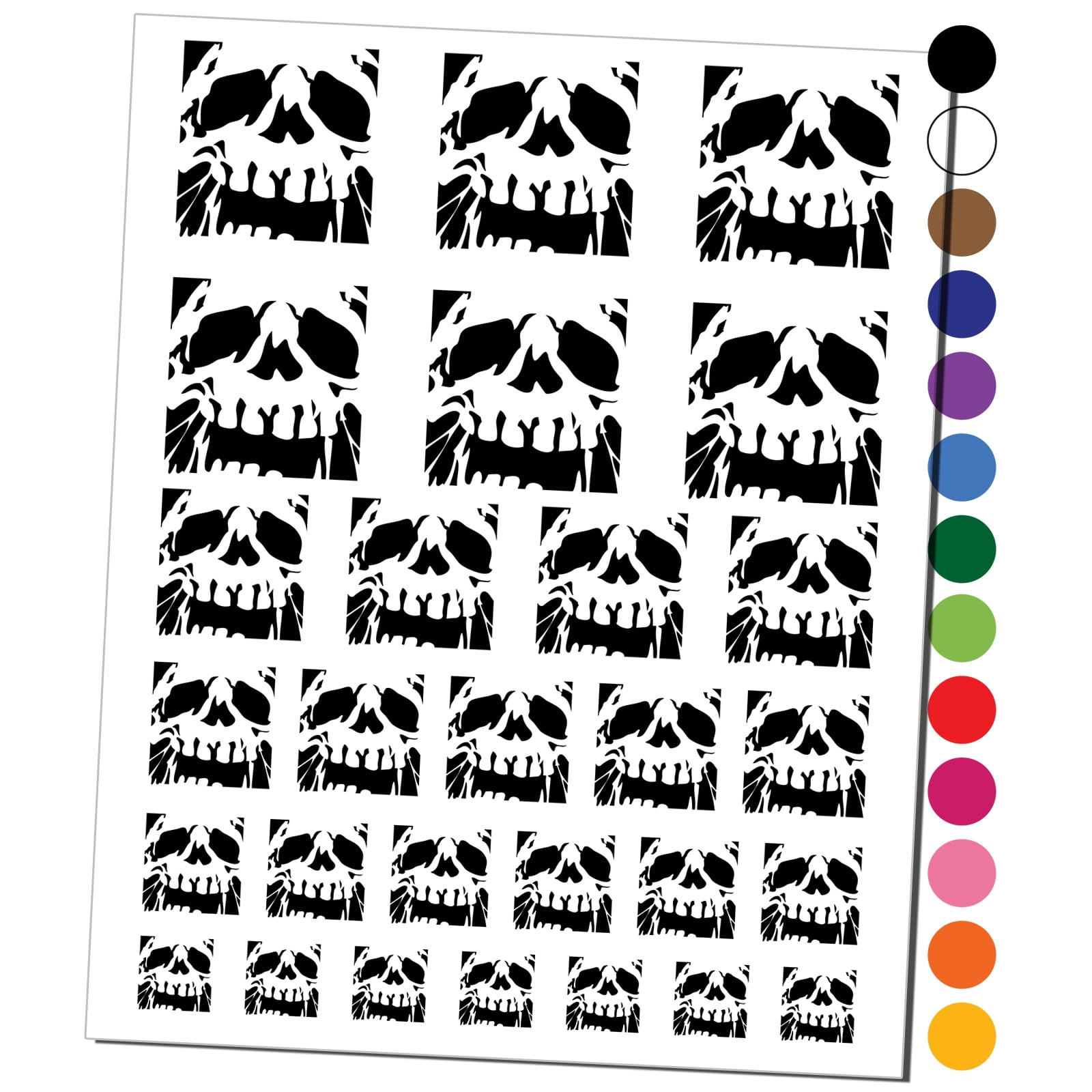 Negative Skull Spooky Bone Face Halloween Water Resistant Temporary ...