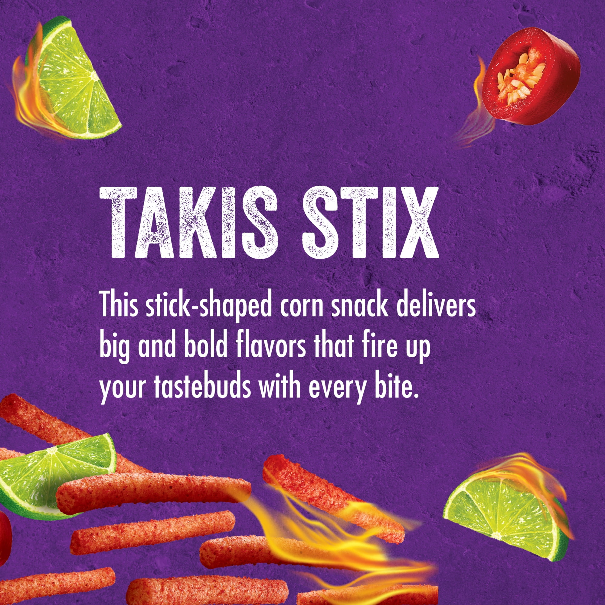 Takis Stix Flare Corn Sticks, Chili Pepper and Lime Flavored, 4 Ounce Bag