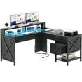 Dextrus L Shaped Desk with File Drawer , L Shaped Computer Desk with ...