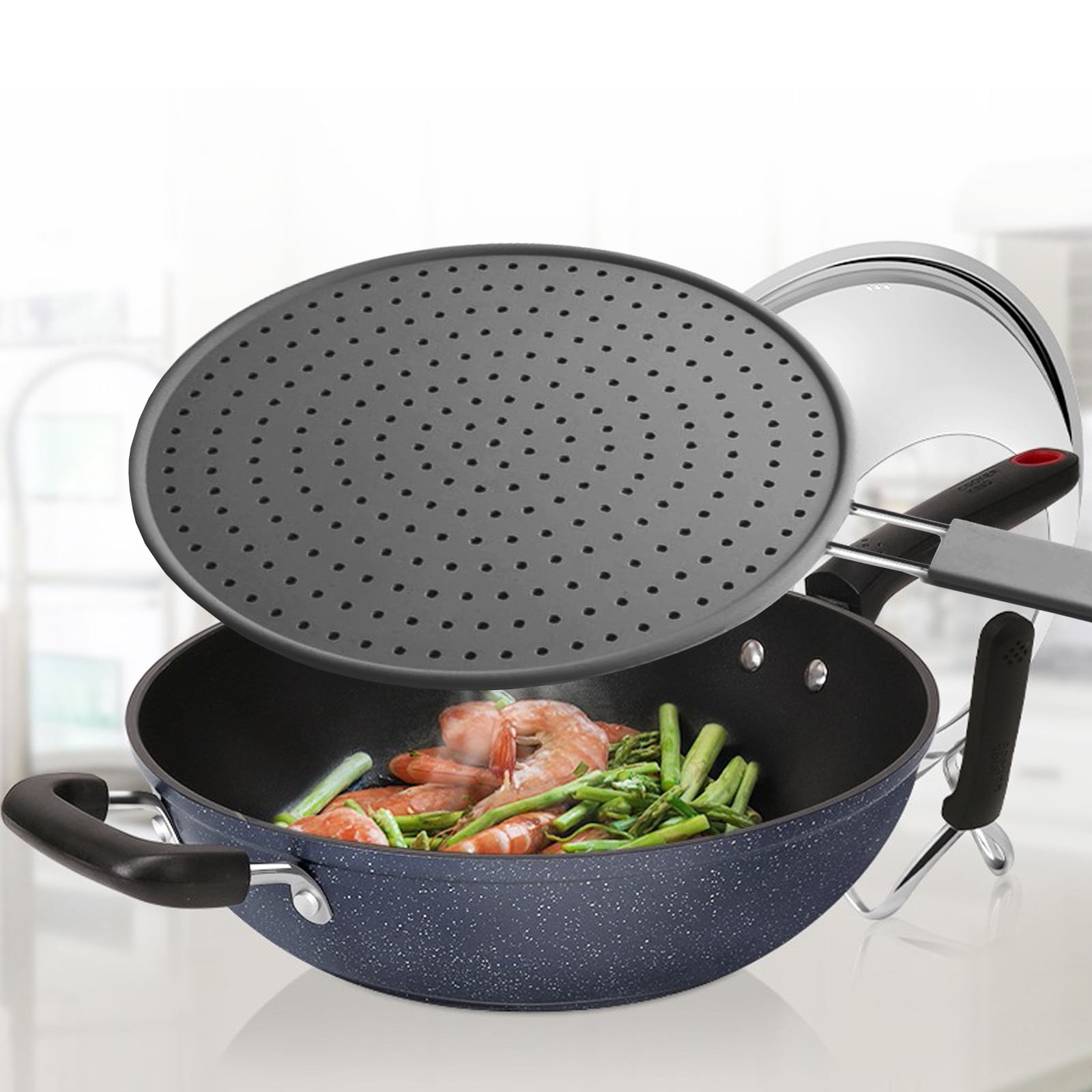 Silicone Splatter Screen Pan Cover 11", iPstyle Oil Splash Guard for ...