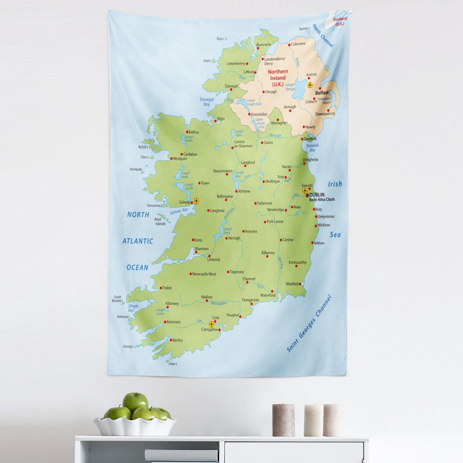 Ireland Map Tapestry, Demonstration of Irish Region European Travel ...