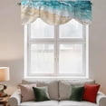 Abstract Beach Waves Tie Up Window Valance Blue Watercolor Modern Art ...
