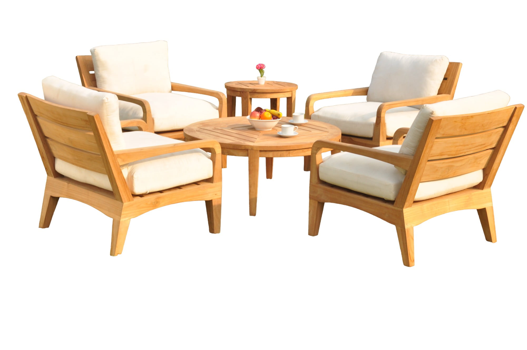 Noida 6 Pc Lounge Chair Set: 4 Lounge Chairs, 42" Round Coffee Table ...