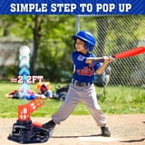 Huge Wave 3-in-1 Baseball Set for Kids 3-8, Adjustable T-Ball Stand, Bat, Launcher, Blue ...