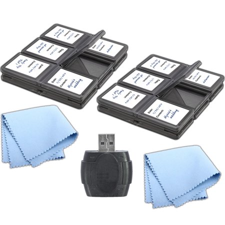 2x Acuvar 12pc Foldable Memory Card Case + Three In One Card Reader ...