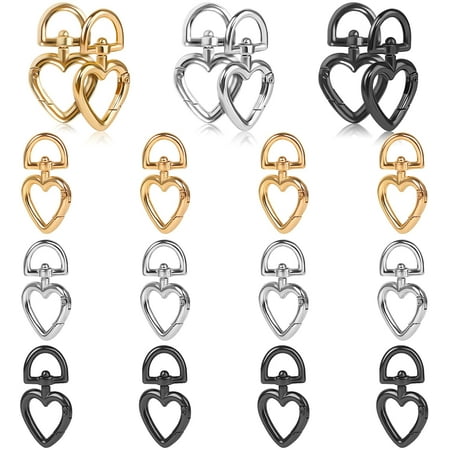 densenon 18 Pcs Heart Swivel Buckles Fastener Carabiner Heart Shaped ...
