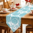 Aqua Coastal Table Runner Linen Burlap Table Runner 72 Inches Long ...