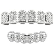 LNGOOR 18K Gold Plated Grillz, Iced Out Hip Hop Poker Diamond Grills ...