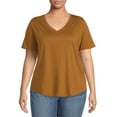 Terra And Sky Womens Plus Size V Neck T Shirt With Short Sleeves 2 Pack