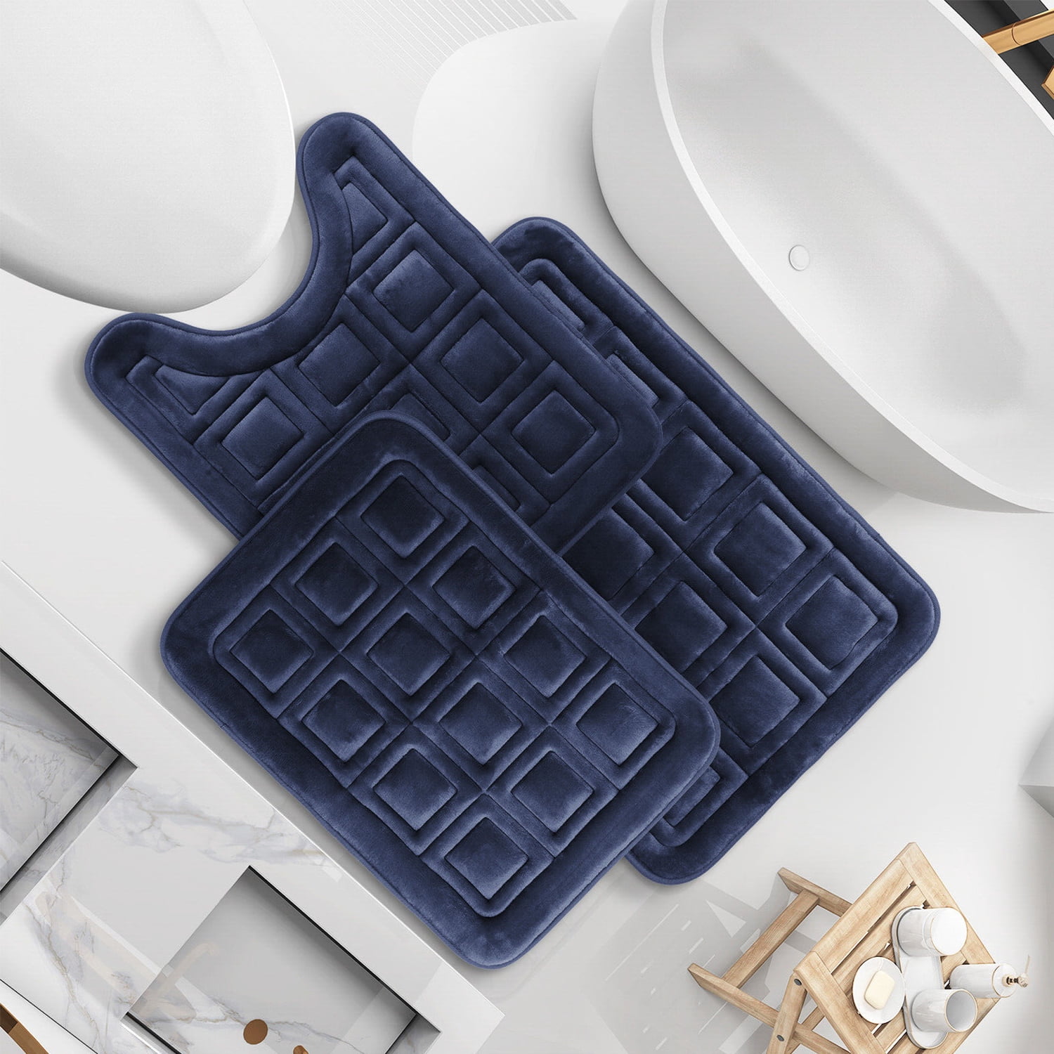 Bath Mat Rug 3 Piece Set, Large, Small and Contour Bathroom Rug Set ...