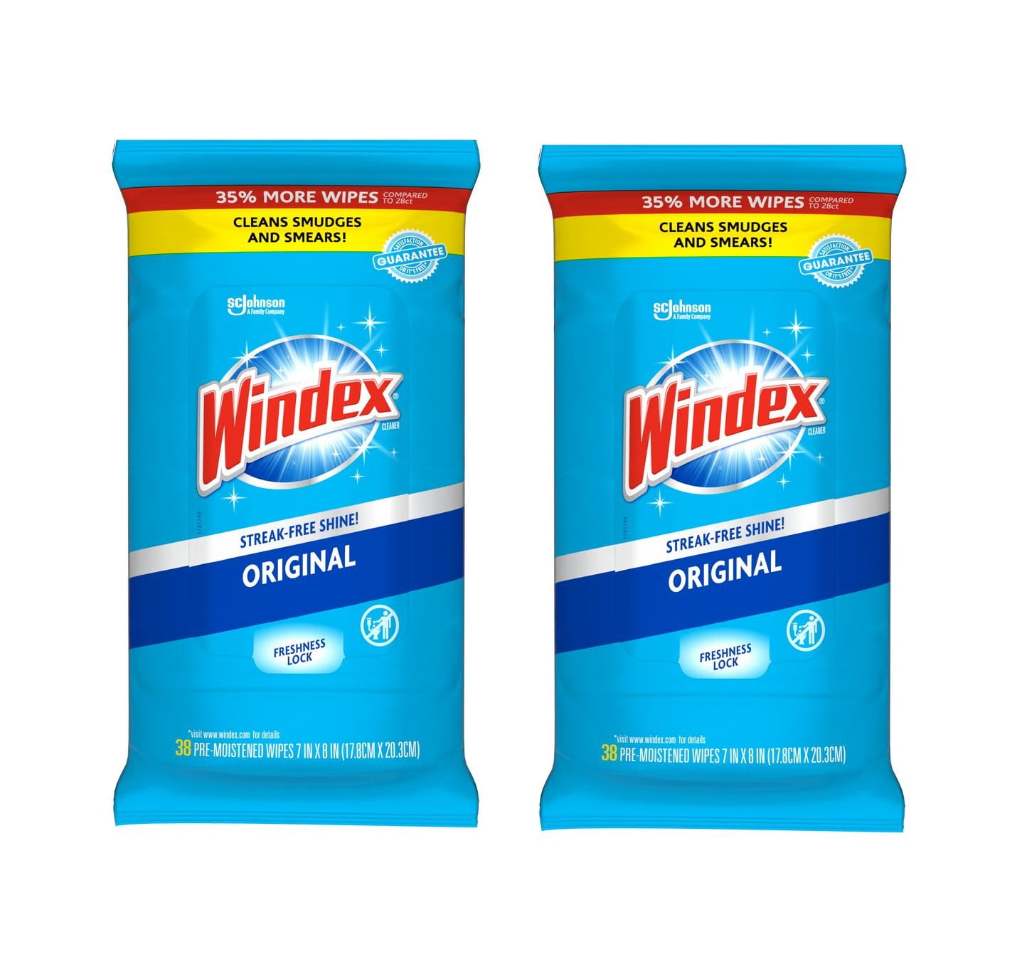 Windex Glass And Surface Disinfecting Wipes, Original, 38 Count, 2 Pack ...