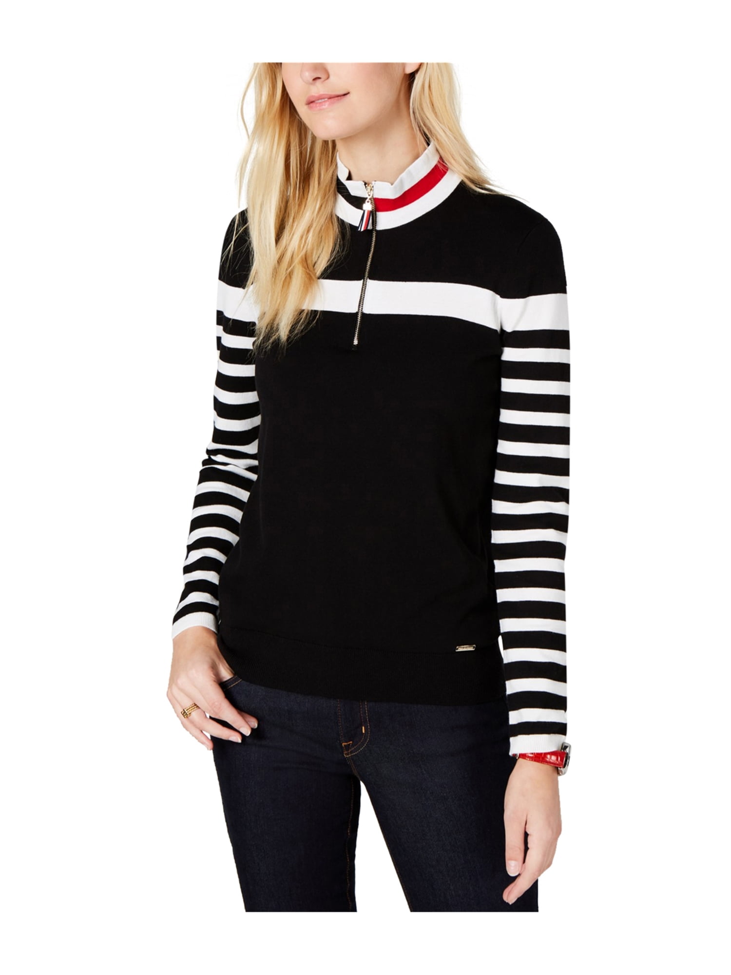 Tommy Hilfiger Womens 1 2 Zip Pullover Sweater Charcoal M Walmart Canada