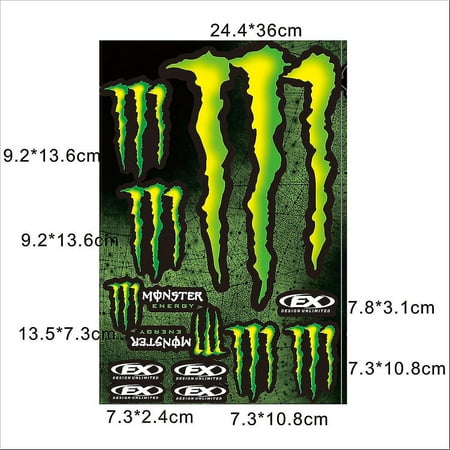 Racing Car Motorcycle Monster Energy Stickers Helmet Decals For Yamaha ...