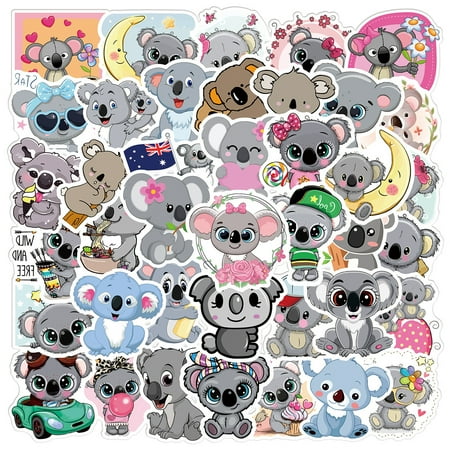 SHTUUYINGG 50 pcs Waterproof Cute Koala Bears Kawaii Stickers Bulk for ...