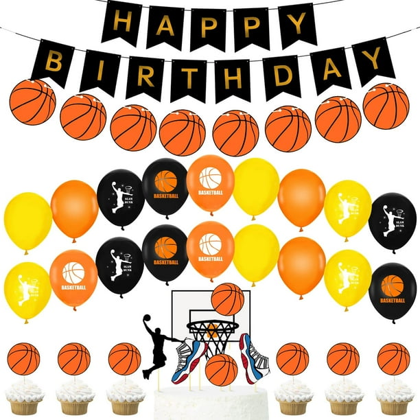 Basketball Slam Party Pack - 37-Piece Birthday Theme Decor Set with ...