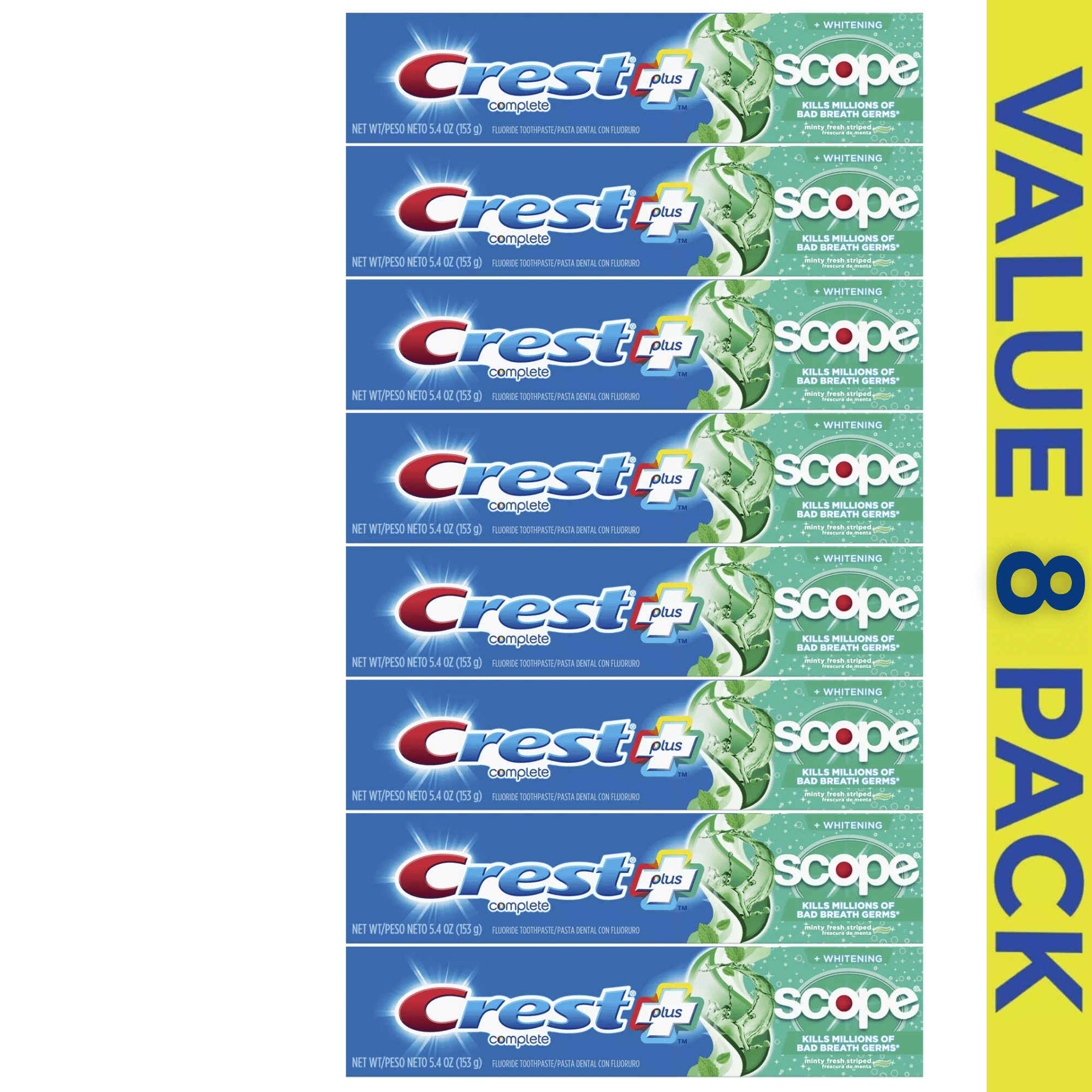 CREST + SCOPE Complete Whitening Toothpaste, Minty Fresh, 5.4 Ounces ...