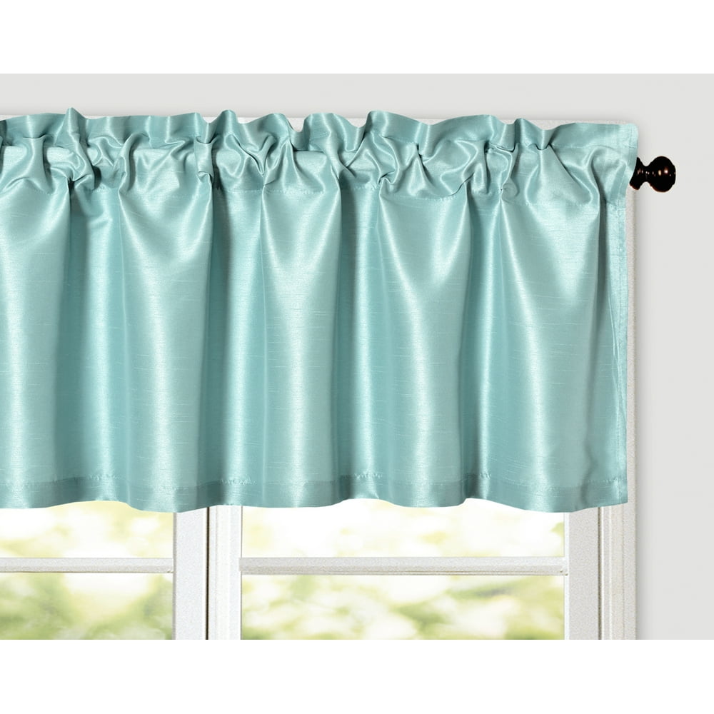 Aiking Home Solid Faux Silk window Valance, Aqua-Size 56''x16 ...
