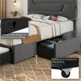 Topeakmart Upholstered Bed With 4 Storage Drawers And Built In Usb