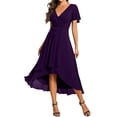 Summer Dresses for Women 2026, Chiffon V-Neck Ruffle Sleeve High Low ...