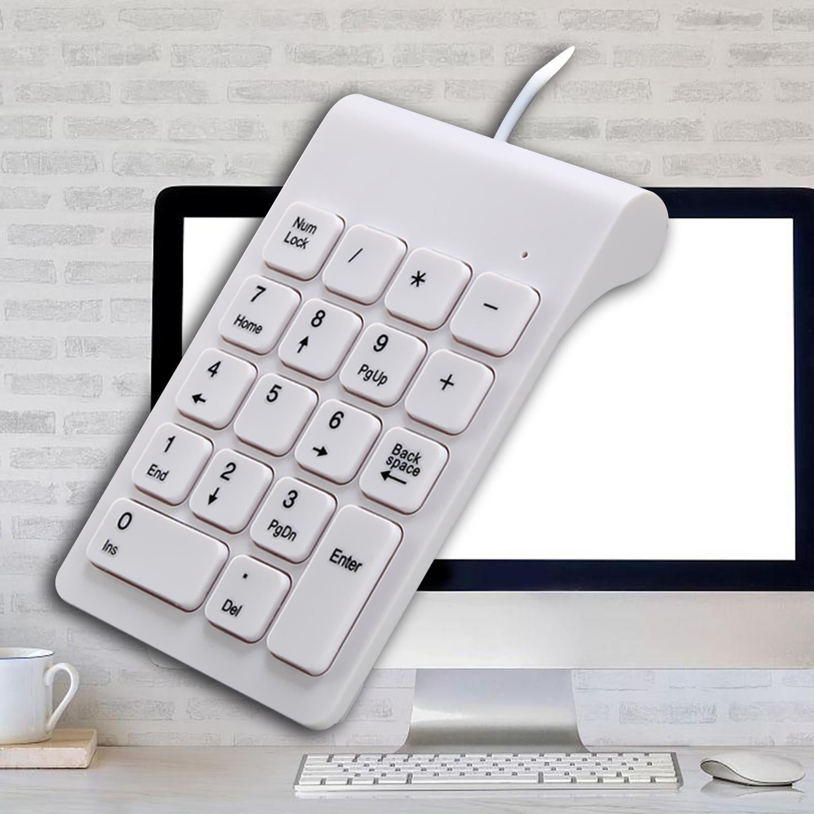 Wired USB Numeric Keypad 18 Keys for Windows PC Slip Compact , White ...